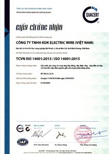 Công ty KDK Electric Wire Việt Nam đạt chứng nhận ISO 9001:2015 và ISO ...